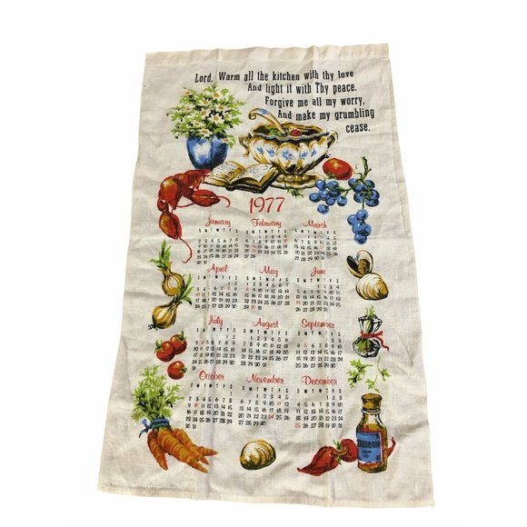 Kitchen | Vintage Kitchen Calendars Cloth Linen Lot Of 2 1976 1977 ...